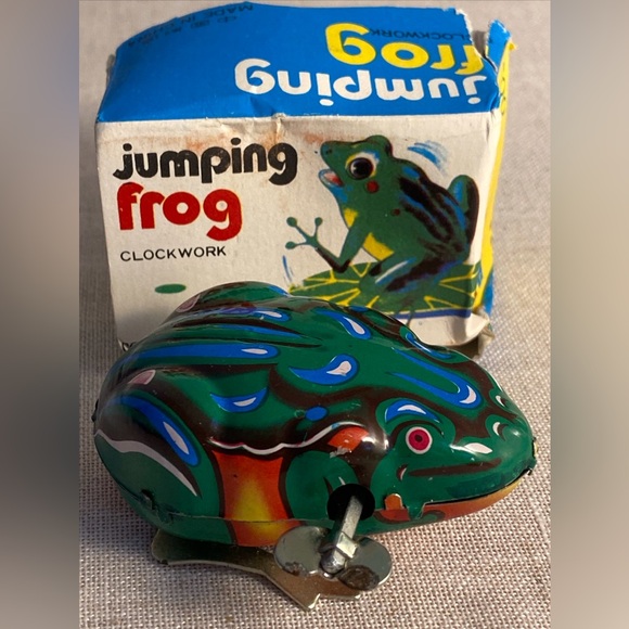 clock work | Accents | Vintage Tin Jumping Frog Wind Up Toy Clockwork ...